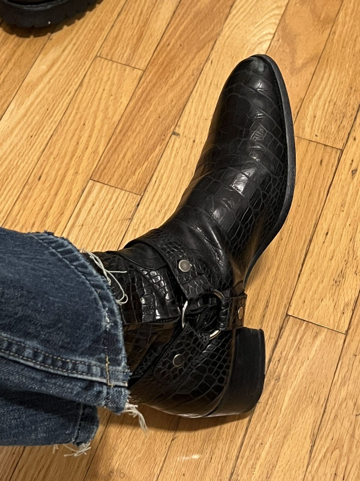 Saint Laurent Paris -SOLD-Crocodile Wyatt 40 Harness Boots | Grailed