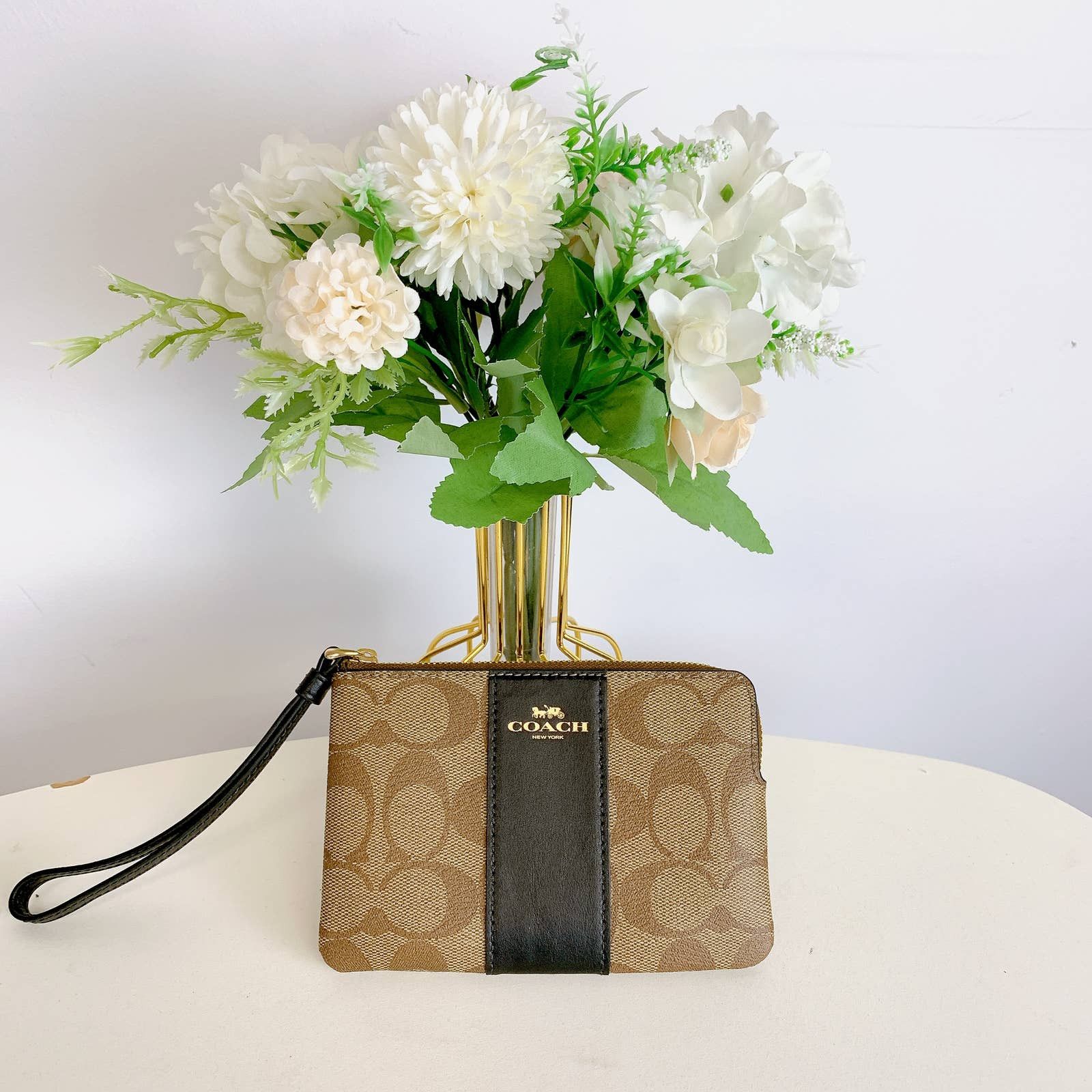 Coach Coach 58035 Corner Zip Wristlet In Signature Canvas IN Khaki ...