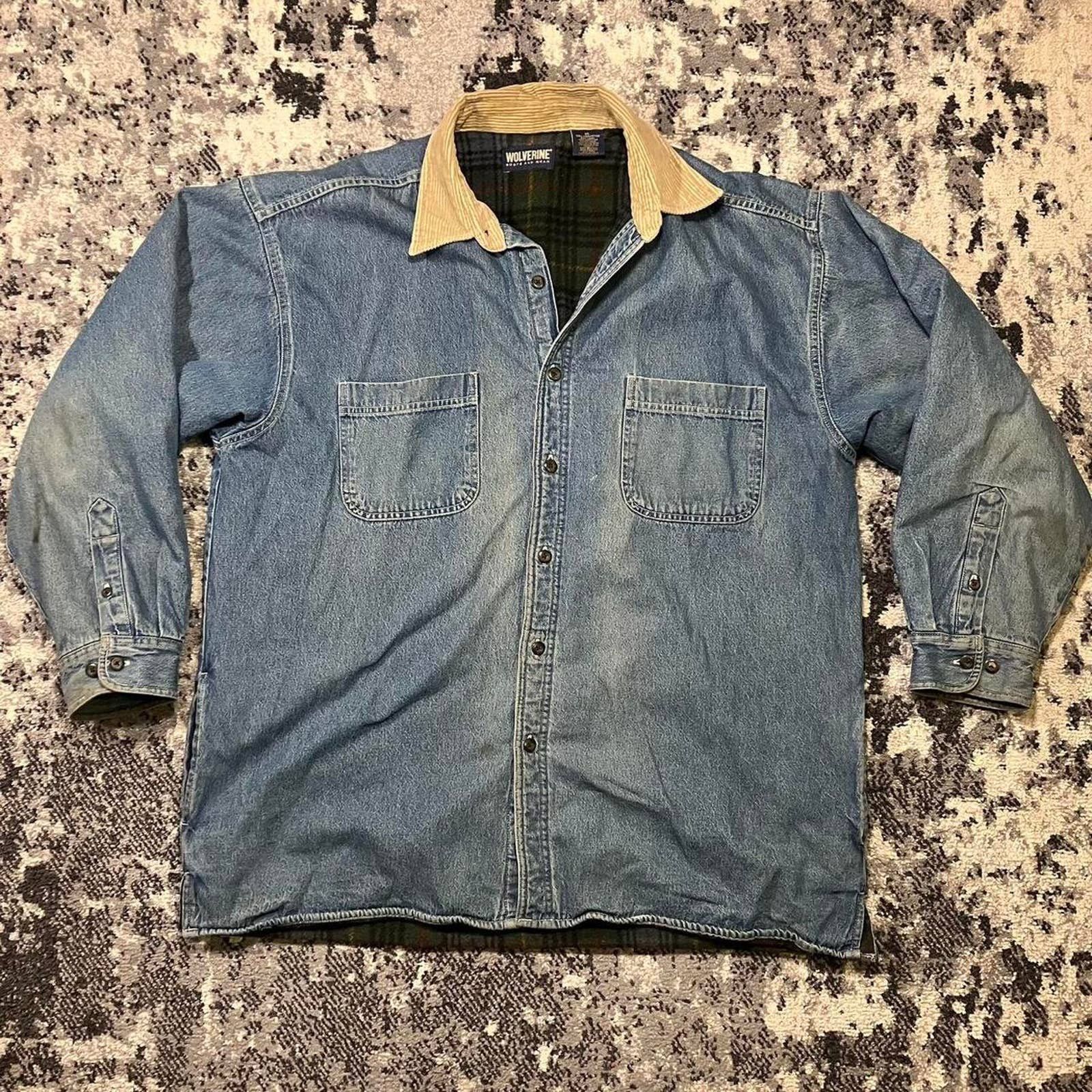 Vintage Wolverine Blanket Lined Denim Chore Jacket Corduroy Collar ...