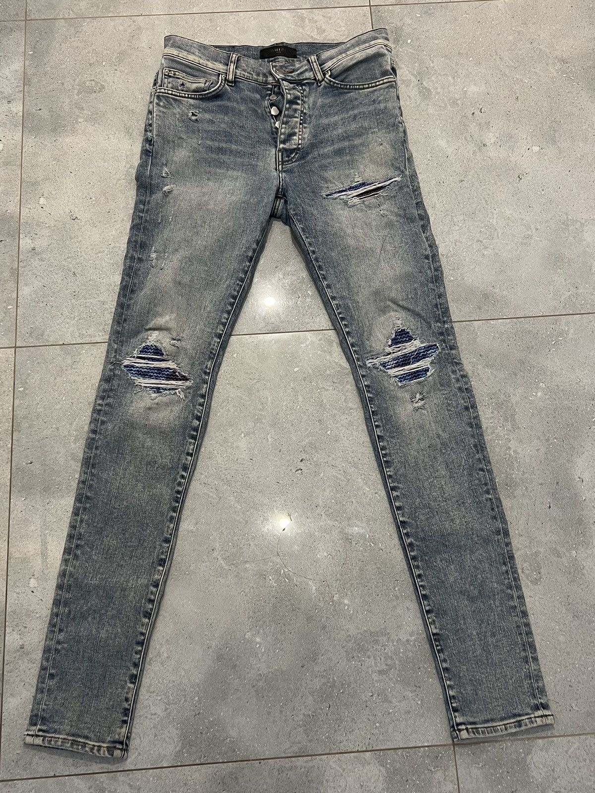 Amiri Amiri MX1 Blue Patches denim | Grailed