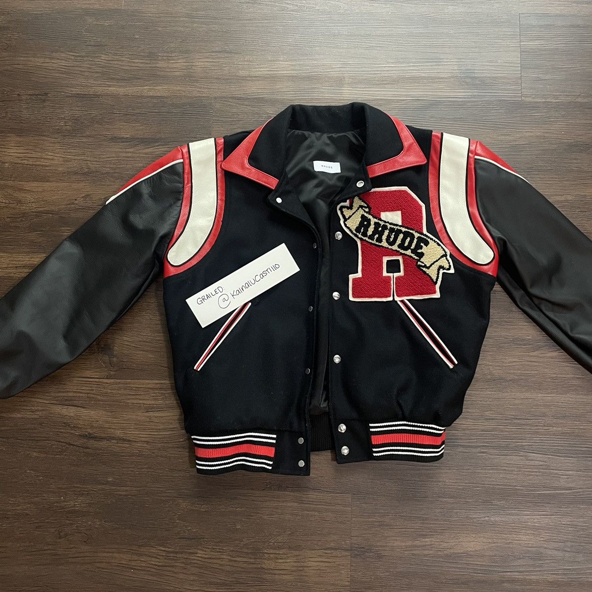 Rhude Rhude Black/Red Varsity Jacket | Grailed