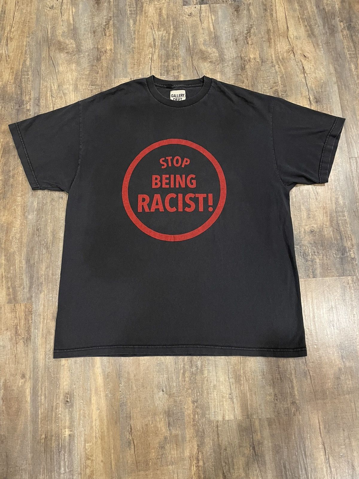 Gallery Dept. RARE Gallery Dept Stop Being Racist Logo Black Tee | Grailed