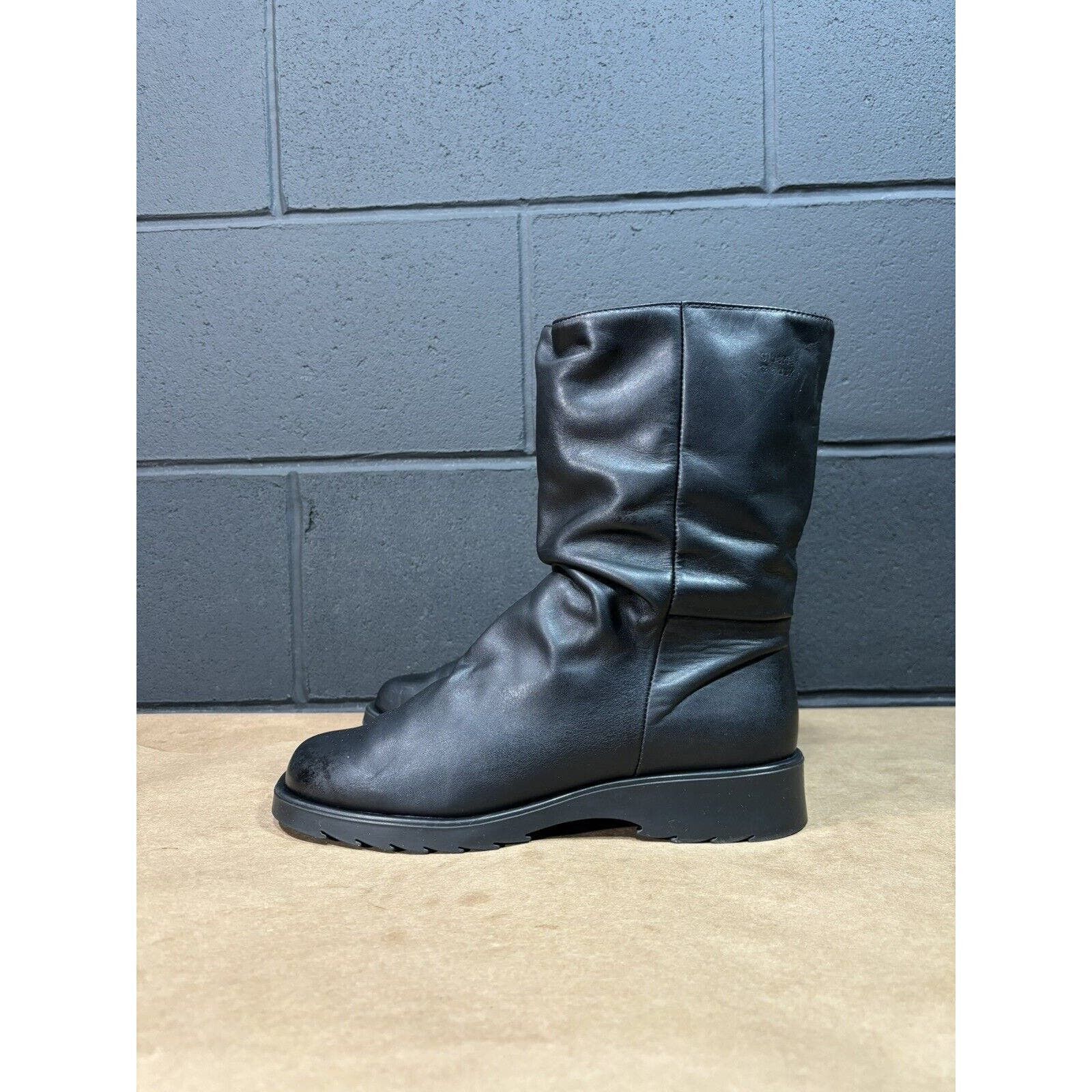 Other Siberian Husky Black Leather Mid Calf Slouch Boots | Grailed