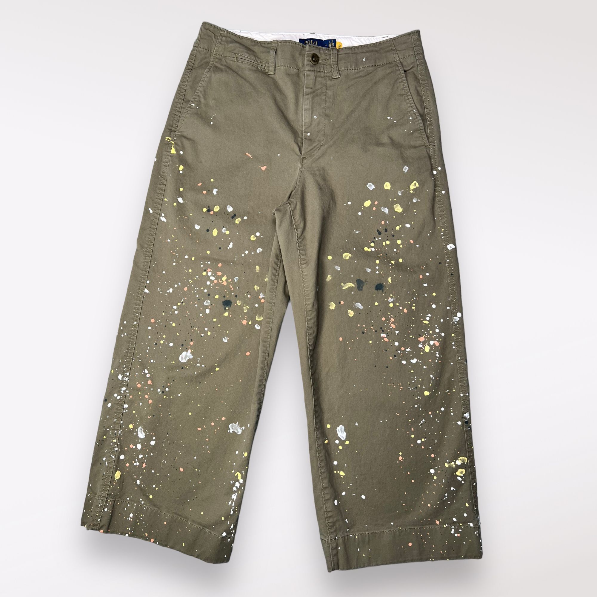 Polo Ralph Lauren Polo Ralph Lauren Khaki Paint Splatter Wide Leg Chino Size 6 | Grailed