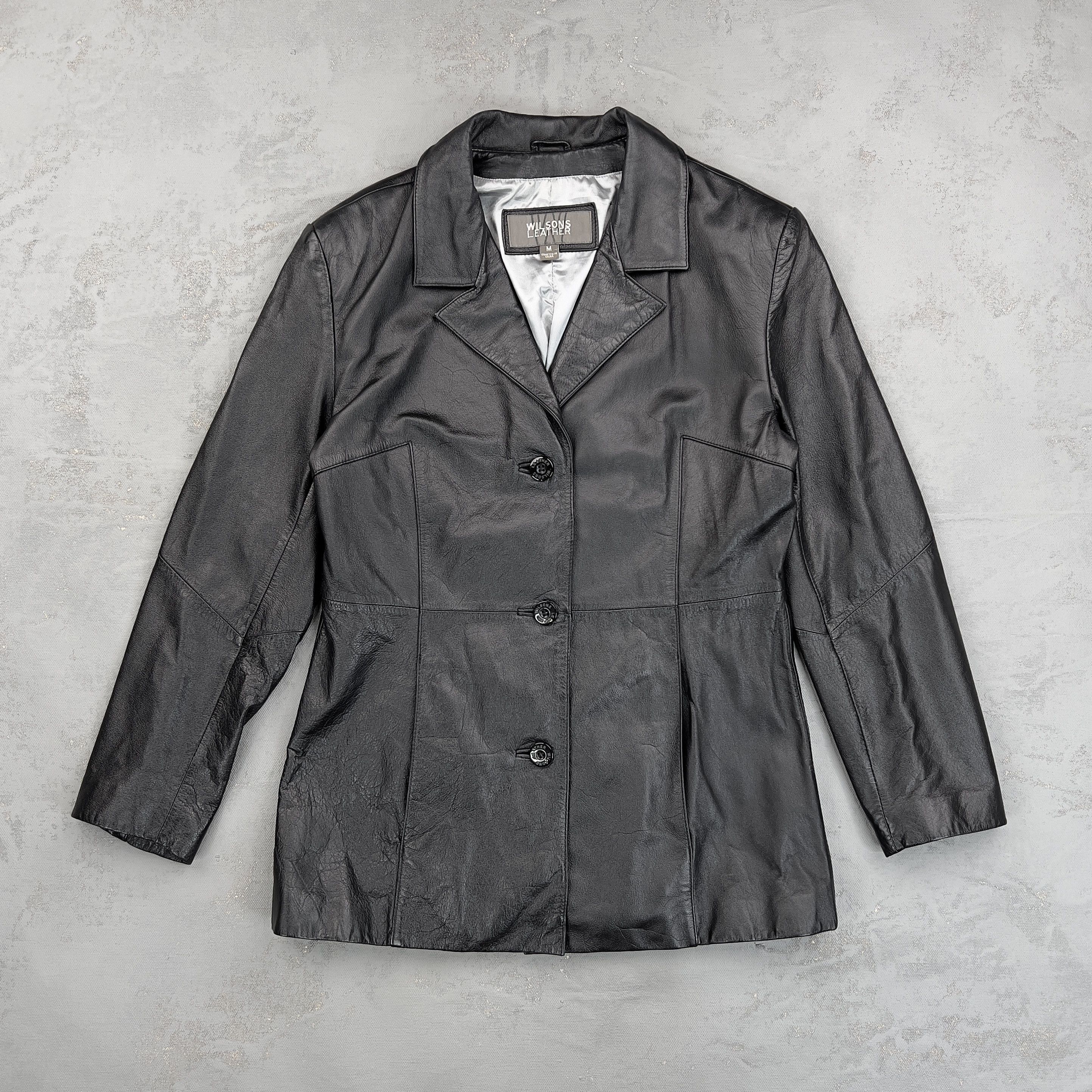 Vintage × Wilsons Leather Vintage 1990s Wilsons Black Leather Button ...