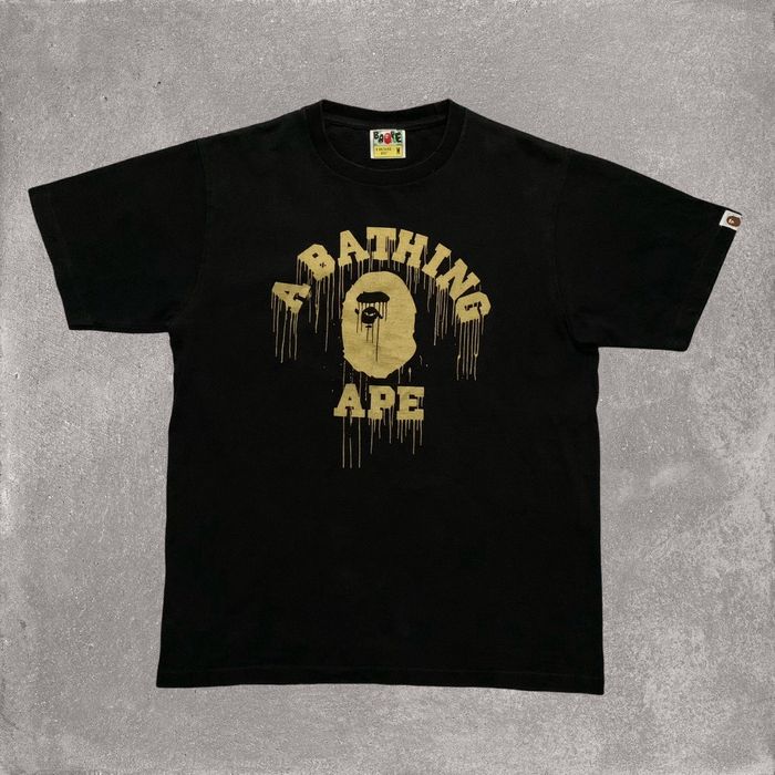 Bape Bape Medium Drip Gold College Black Tee A Bathing Ape | Grailed
