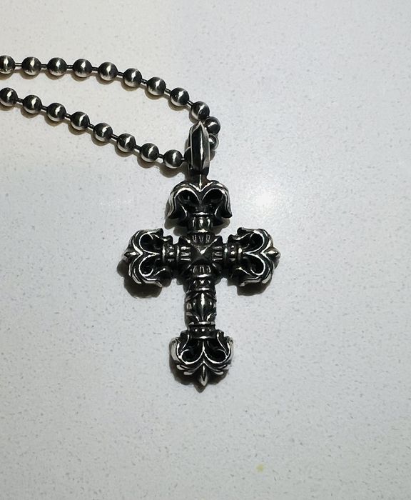 Chrome Hearts Chrome hearts flame cross filigree pendant with ball ...