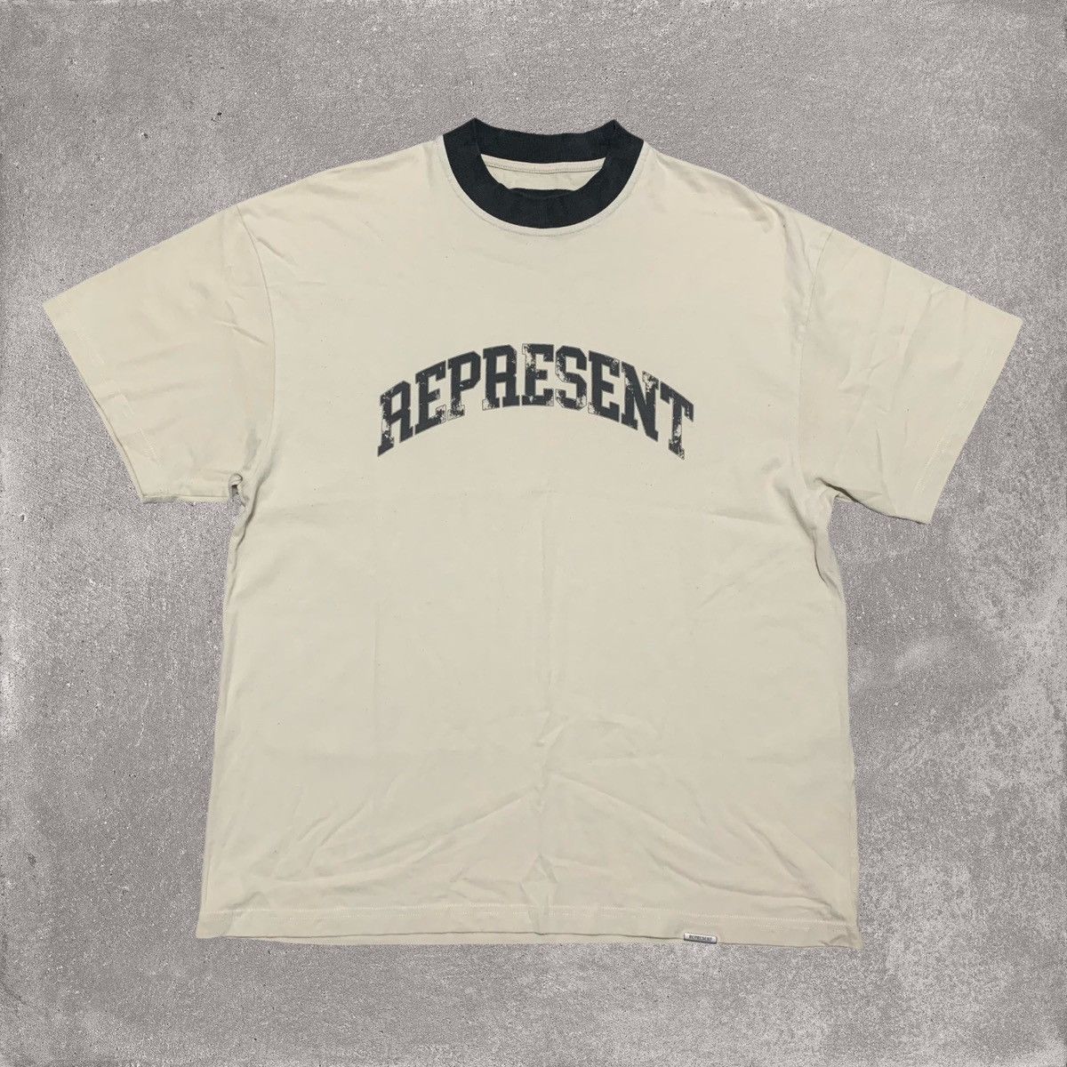 Represent Clo. Represent Medium Arched Logo Vintage White Tee | Grailed