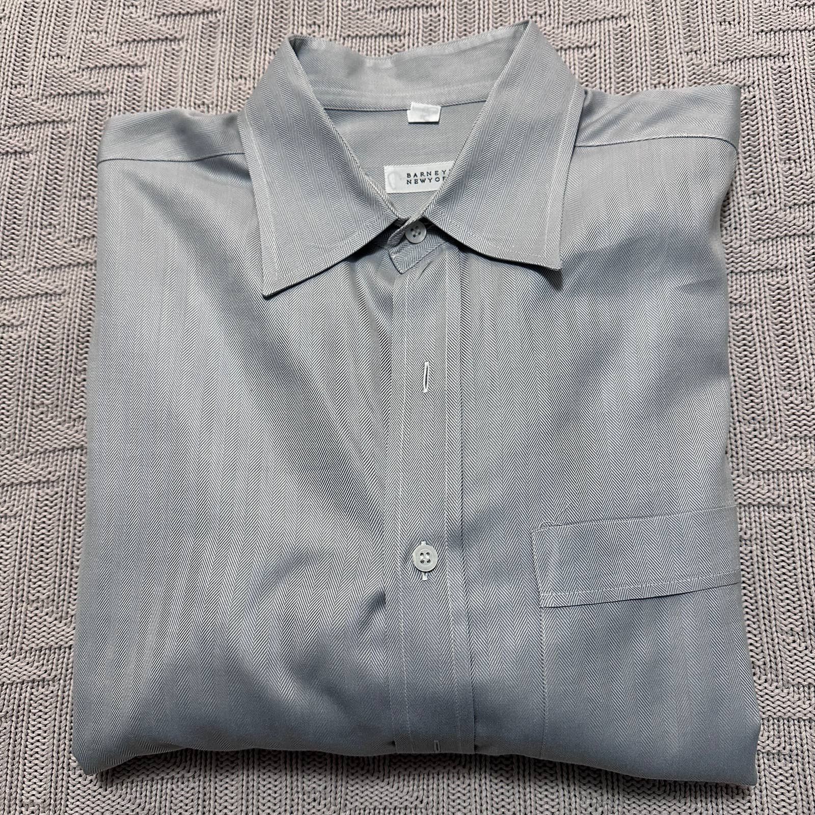 Barneys New York Barney's New York gray herringbone button down | Grailed