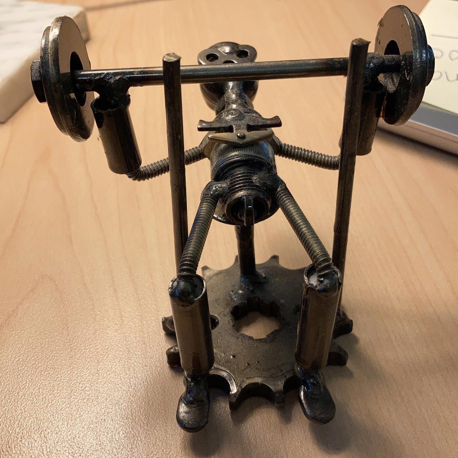 Designer Nuts and Bolts Art Fitness Bench Press Figure Sculpture | Grailed