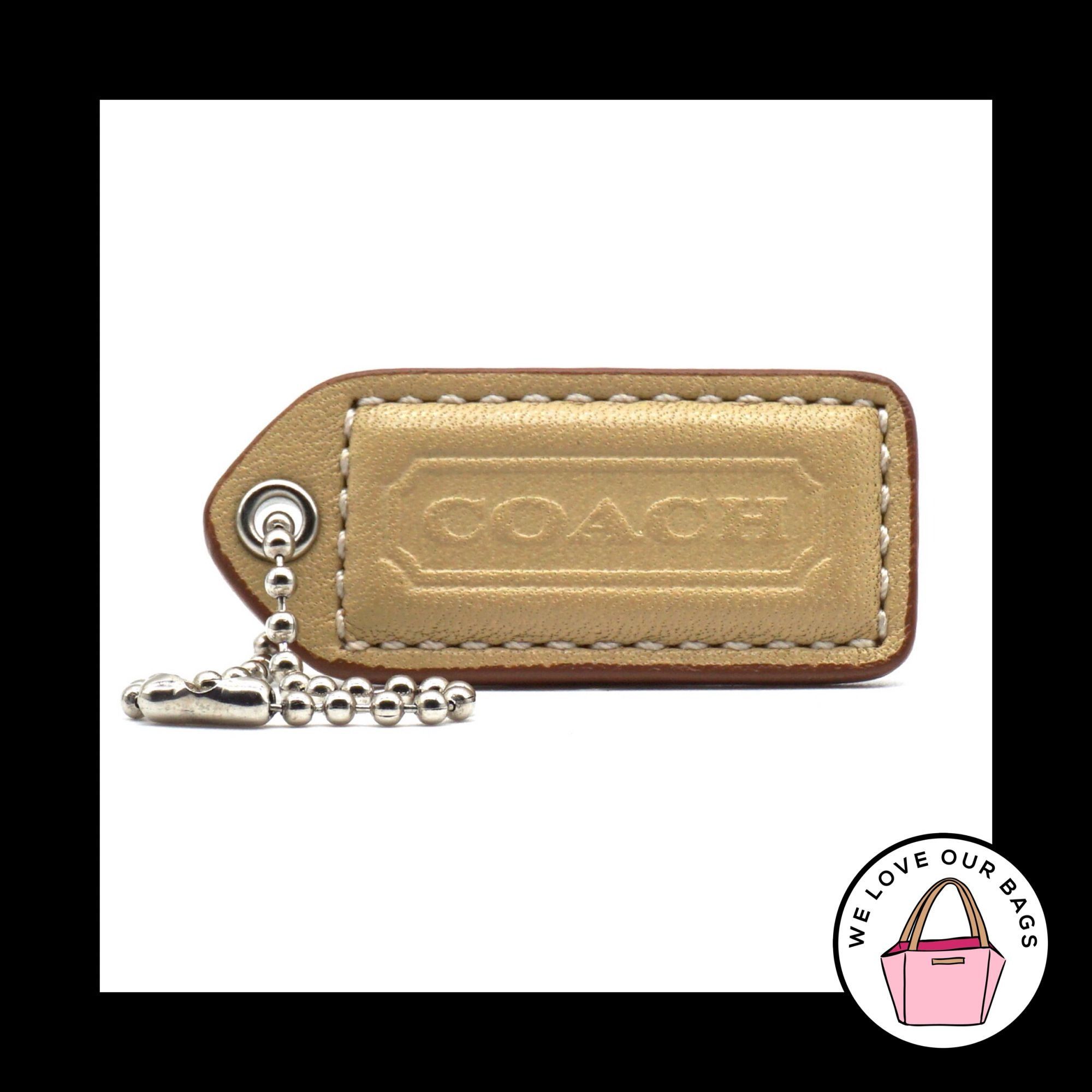 Coach 2" VINTAGE COACH Sand Tan Leather Nickel Key Fob Bag Charm K ...