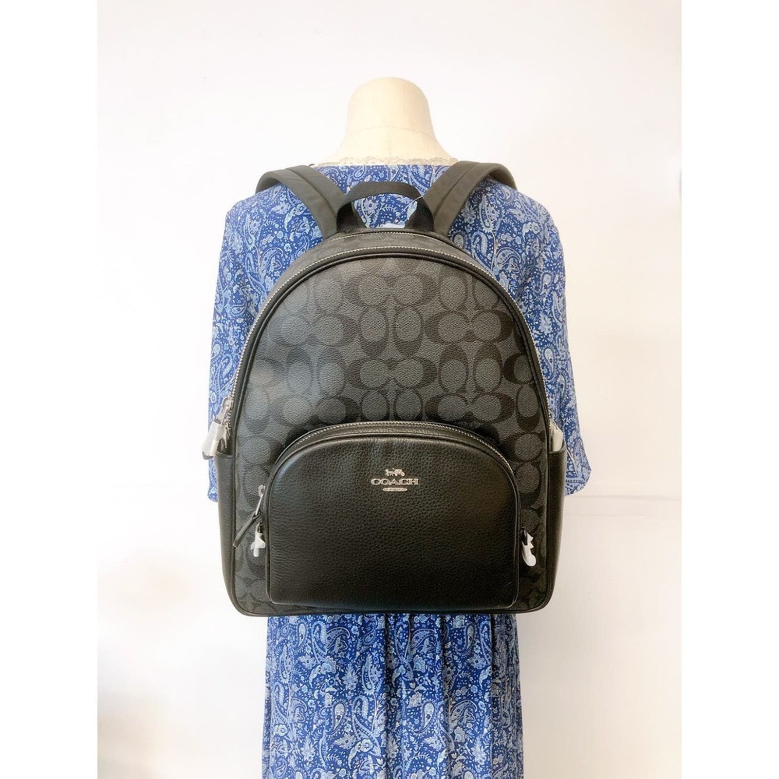 Coach Coach 5671 Court Backpack In Signature Canvas Graphite Black ...