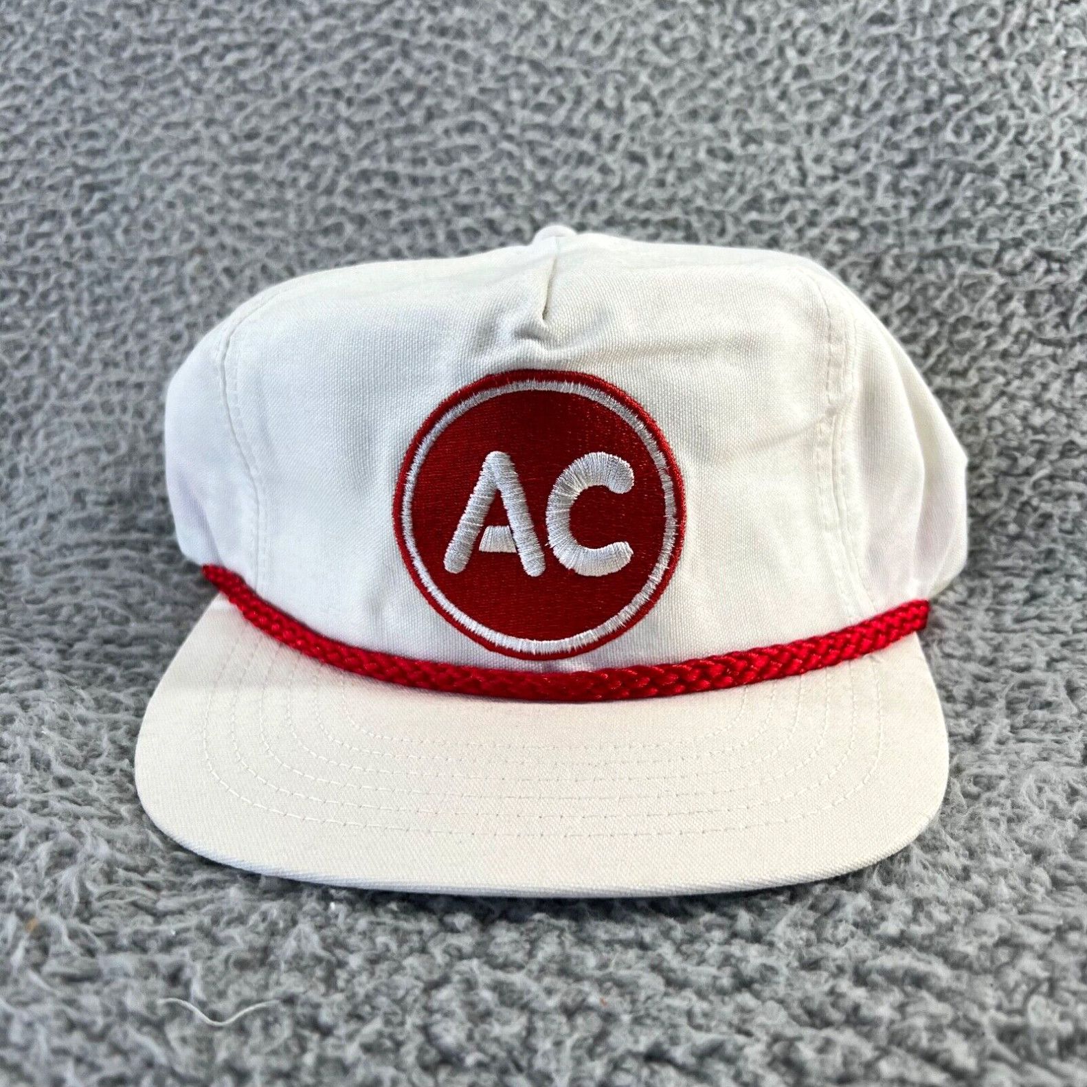 Roper VIntage AC Delco Hat Adult White Red Patch Embroidered Rope ...