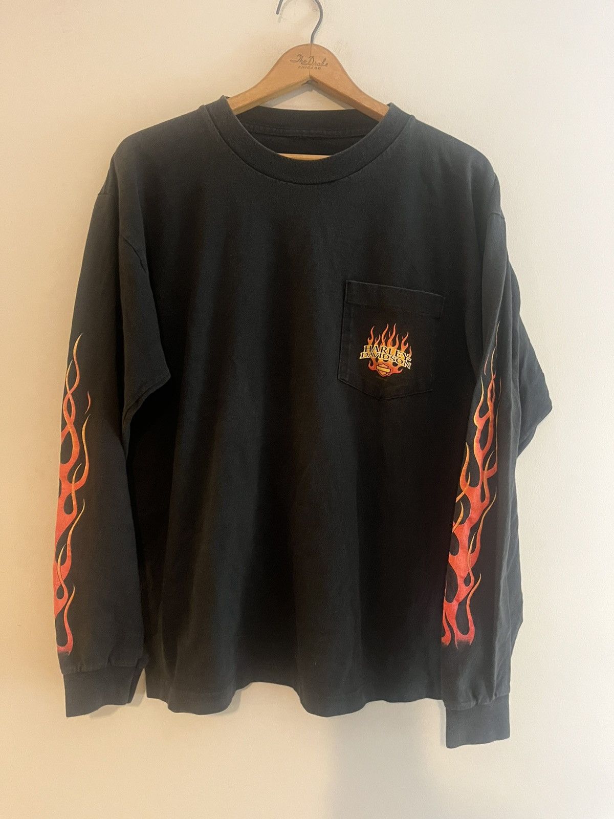 Harley Davidson × Hype × Vintage vintage 2000 harley flames long sleeve ...