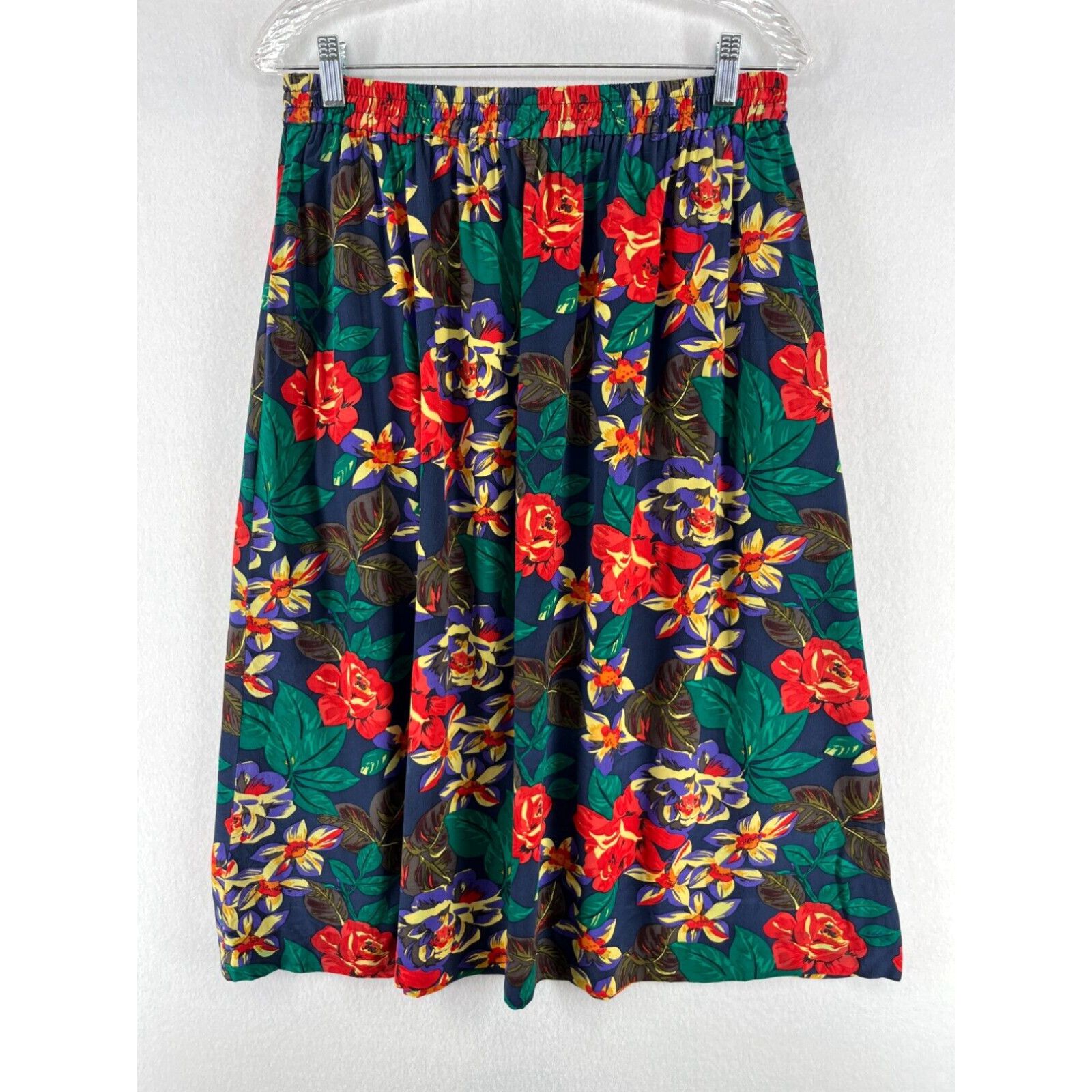 Talbots TALBOTS Skirt 6 S Silk Floral Pleated Pull On Midi A-Line Woven ...