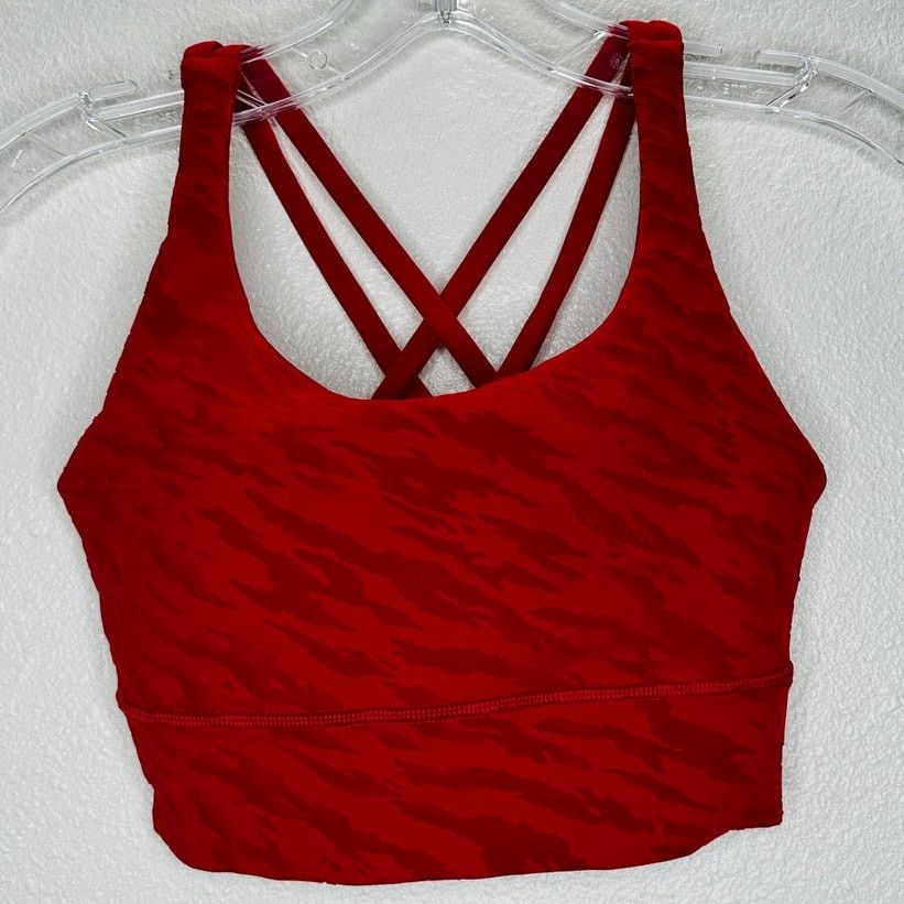 Lululemon Lululemon Raised Red Textured Racerback Padded Energy Bra 4 ...