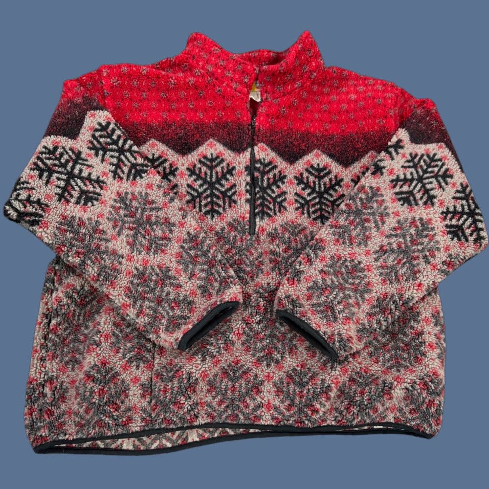 Vintage Vintage 90s Sunbuster Sherpa Sweater XL Red Deep Pile Nordic ...