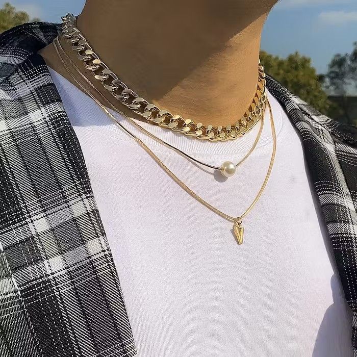 Cuban Link Chain Gold Color 3 Layer Chain Necklace | Grailed