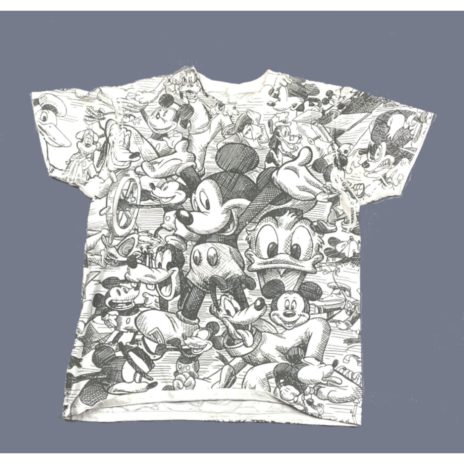 Disney Disney All-Over Sketch Graphic T-Shirt Mickey Donald Pluto ...