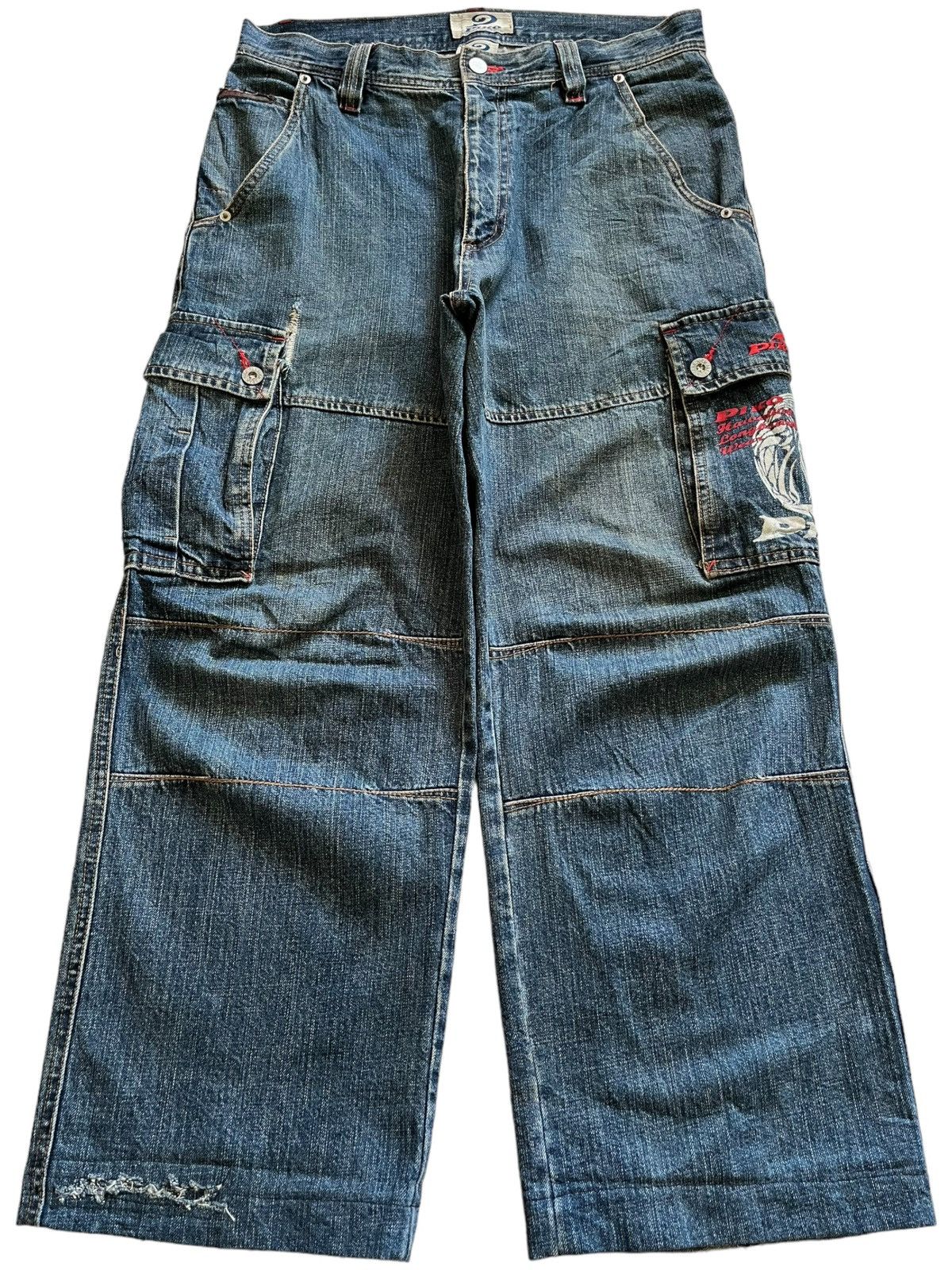 Avant Garde × Distressed Denim × Hawaii Blues Vintage Japanese Piko Double Knee Cargo Style ...