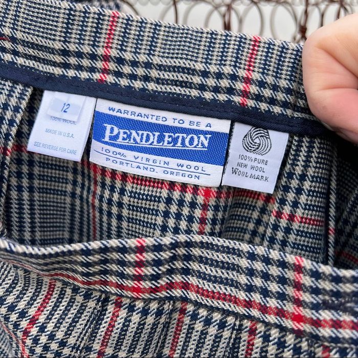 Pendleton Pendleton 100% virgin wool red and blue plaid pleated skirt | Grailed