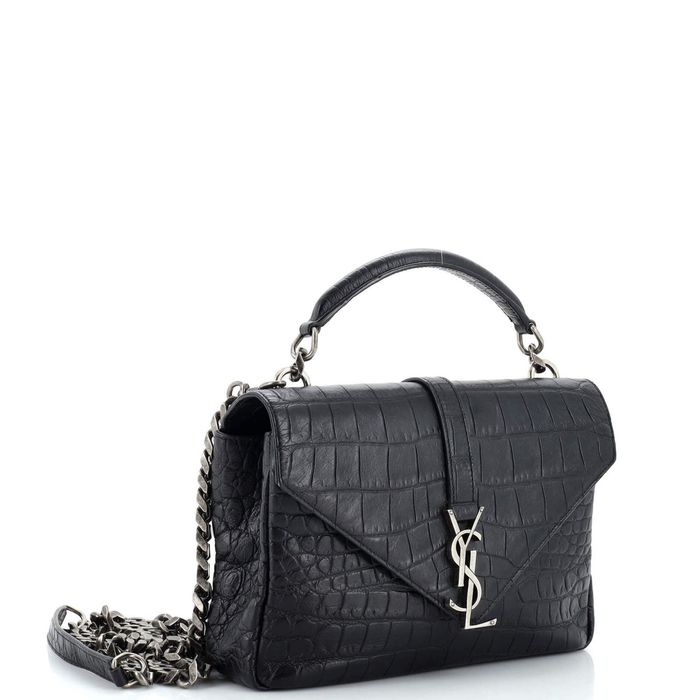 Yves Saint Laurent Classic Monogram College Bag Crocodile Embossed ...