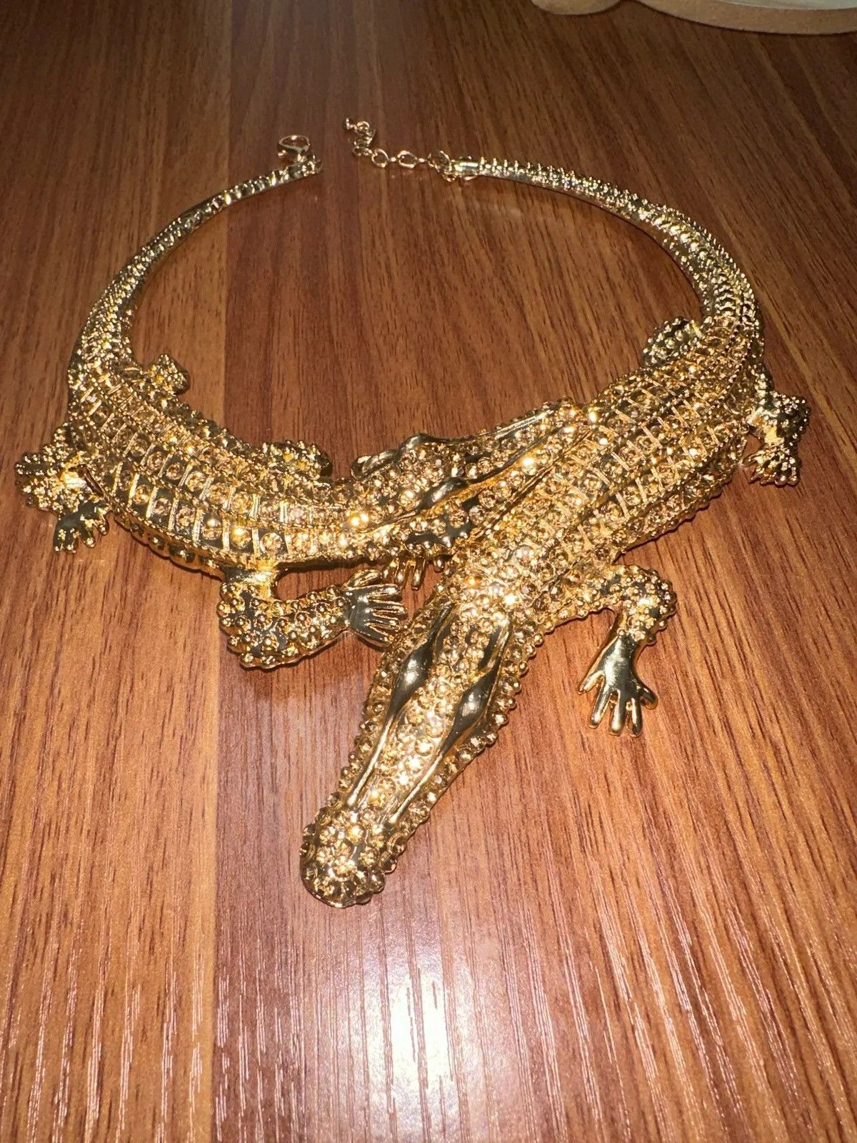 Chain × Cuban Link Chain × Streetwear Full Crystal Crocodile Necklace ...