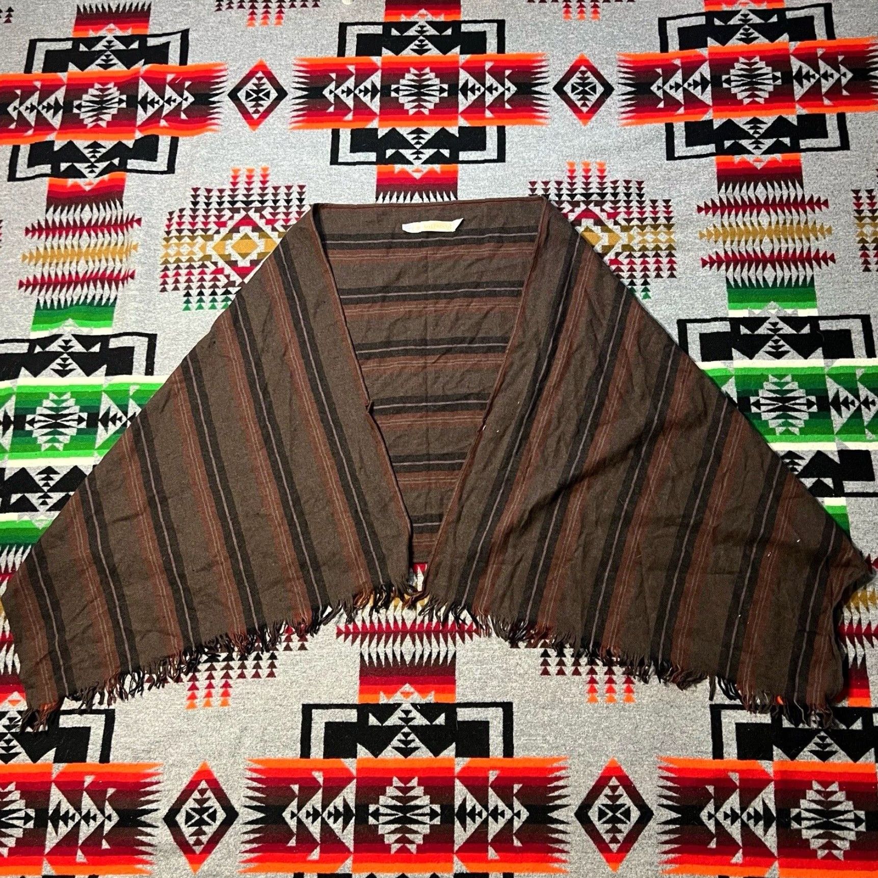 Pendleton Authentic Pendleton Wool Slouchy Striped Shawl Cape with ...