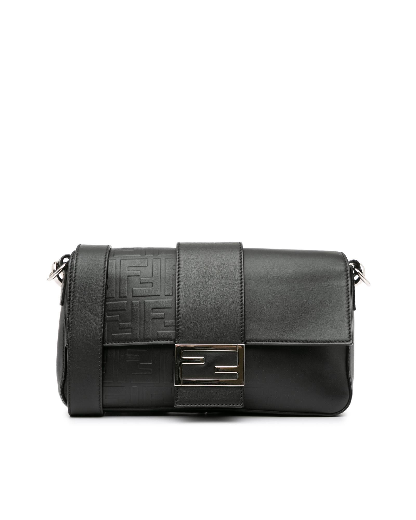 Fendi Embossed Leather Convertible Crossbody Bag with Flap Closure ...