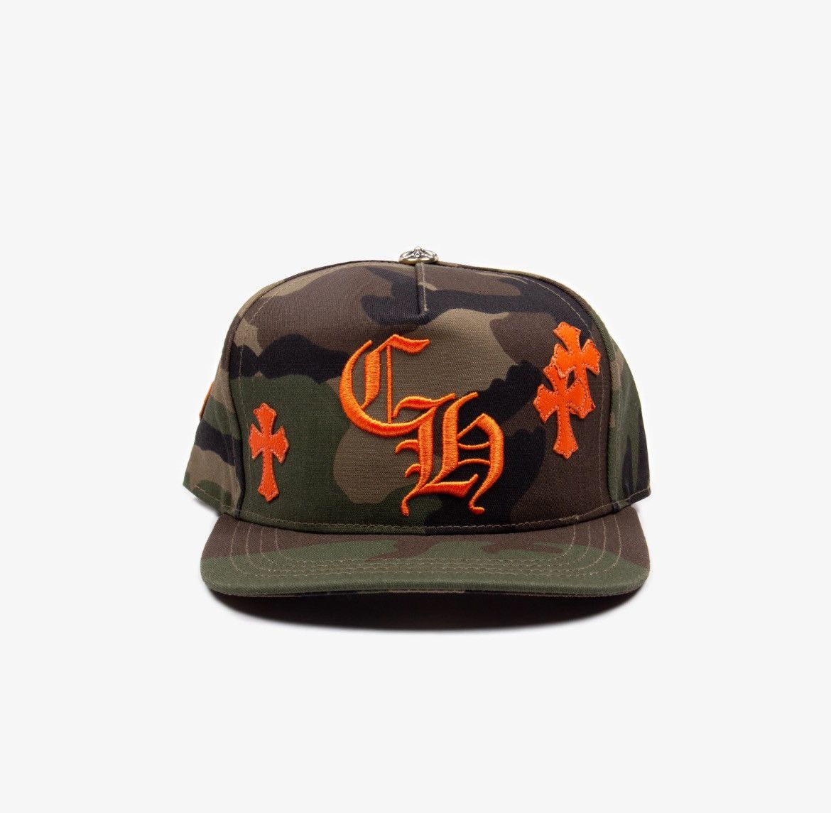 Chrome Hearts Chrome Hearts Camo Orange Leather Cross Patch Hat | Grailed