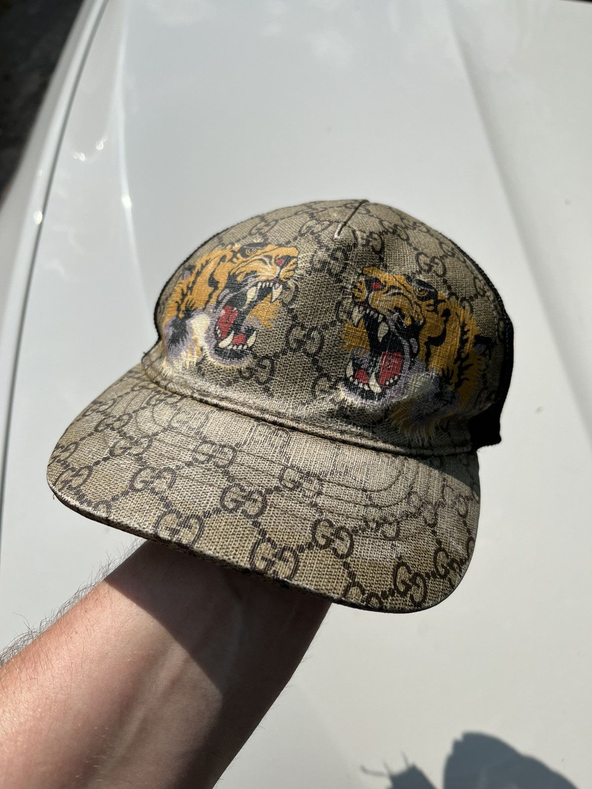 Gucci Gucci Tiger Logo Baseball Monogram Cap Distressed Size S | Grailed