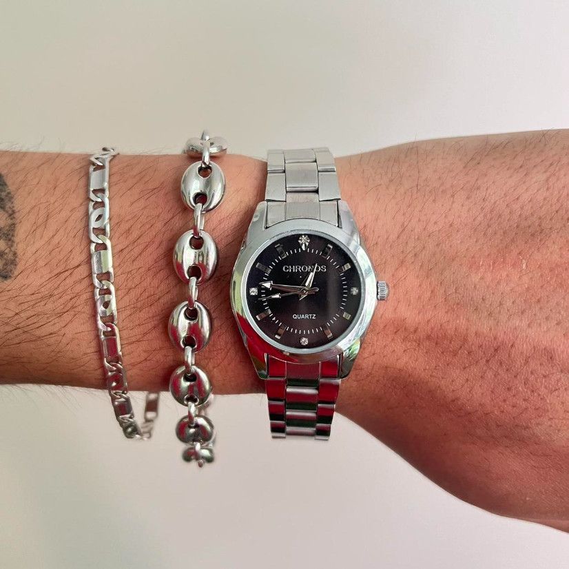 Silver 2000s vintage style stainless steel quartz luxury watch | Grailed