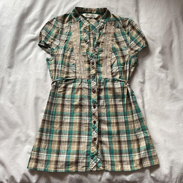 Vintage Plaid 2000s Tie-Back Babydoll Top | Grailed