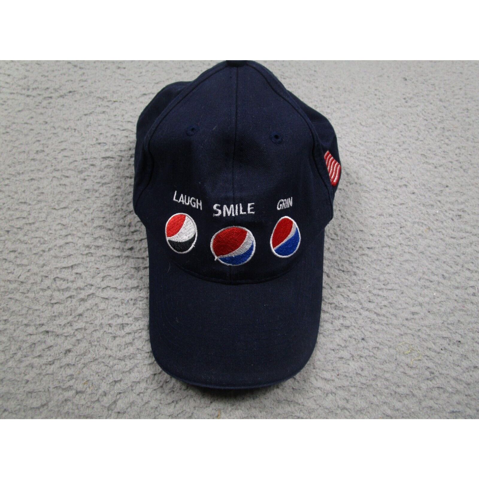 Vintage Pepsi Hat Cap Mens Blue American Flag Logo Laugh Smile Grin ...