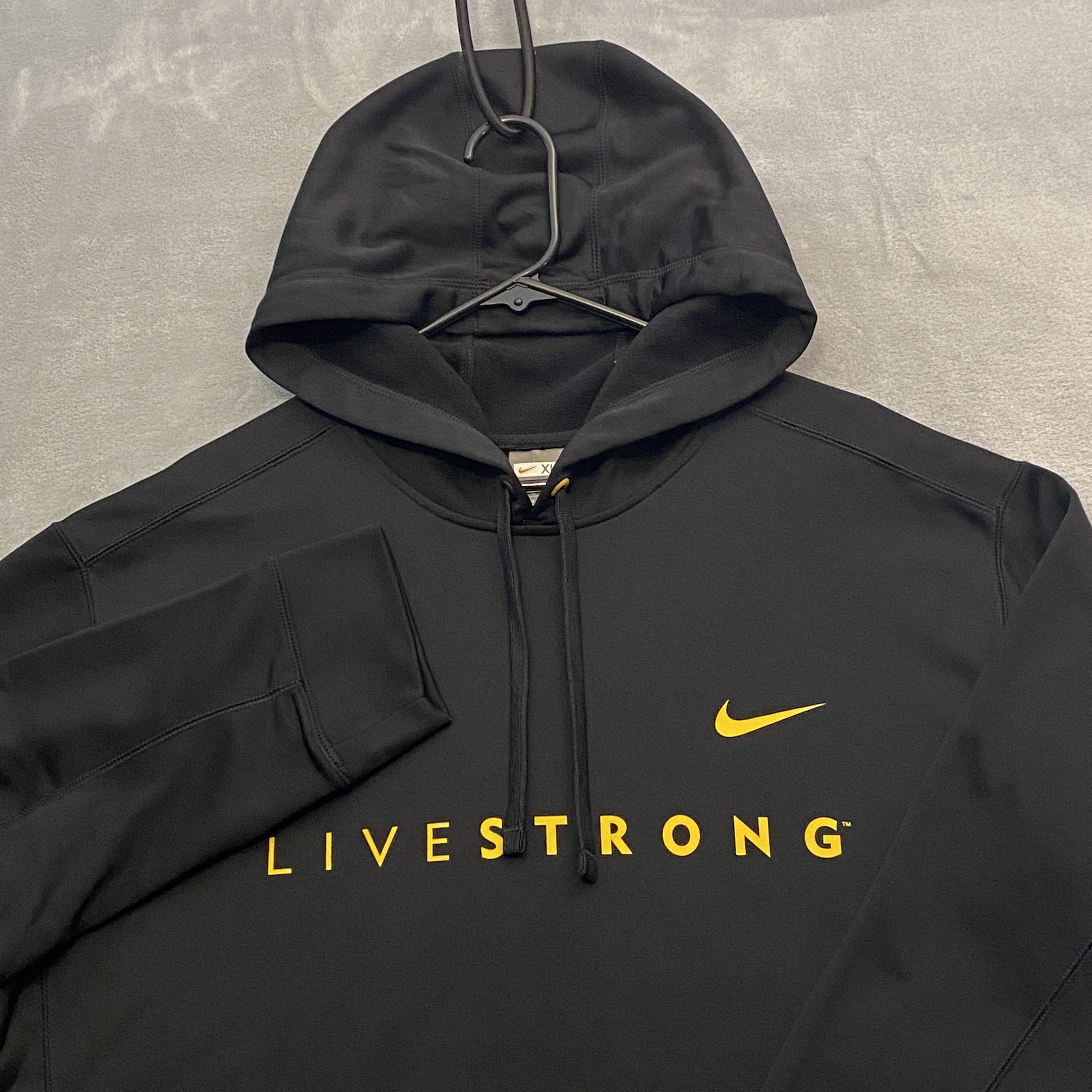 Nike × Vintage LIVESTRONG Hoodie Men XL Logo Dri-FIT THERMA Lance ...