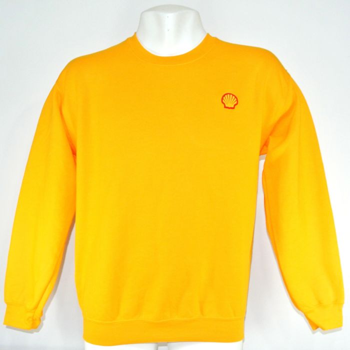 Gildan SHELL Gas Oil Employee Uniform Yellow Sweatshirt | Grailed