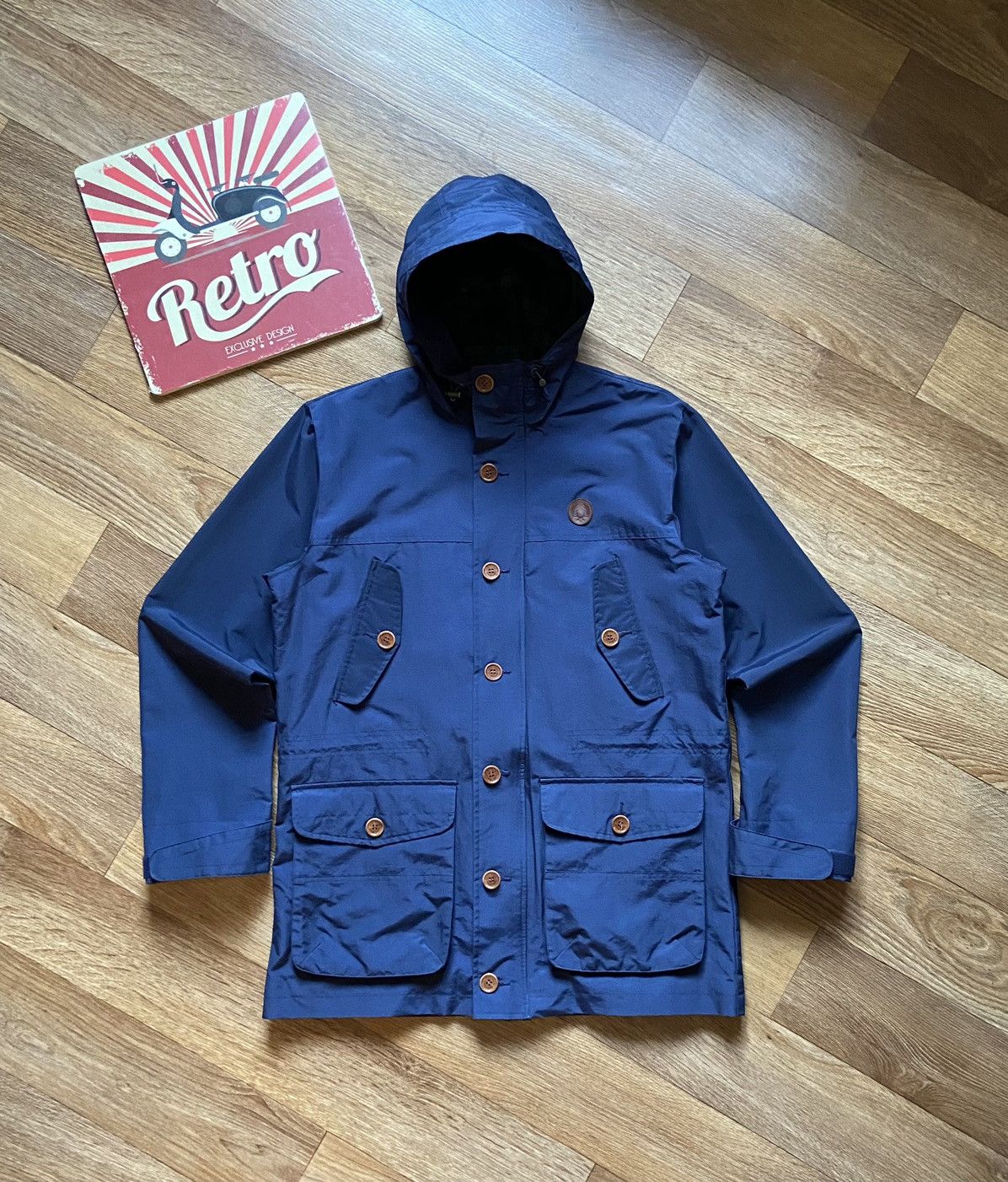 Fred Perry Vintage Fred Perry Pattern Fleece Nylon Hooded Parka Jacket ...