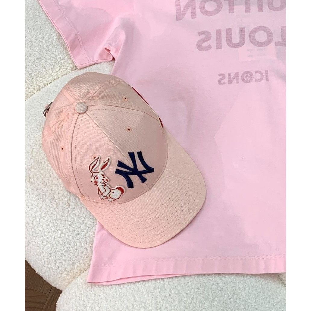 Gucci Gucci X MLB NY Yankees Pink Embroidered Rabbit Baseball Cap | Grailed