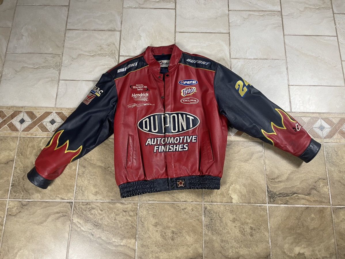 Vintage Vintage, Jeff Gordon leather flames jacket | Grailed