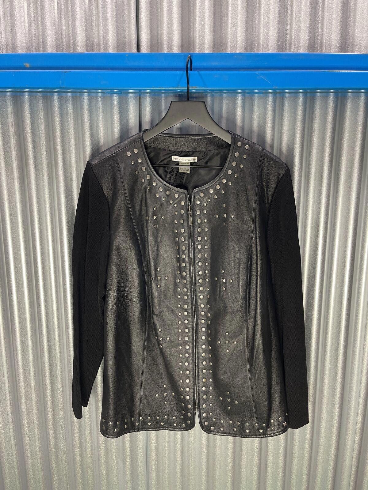 Designer Peter Nygard Studded Leather Hybrid Jacket | Grailed