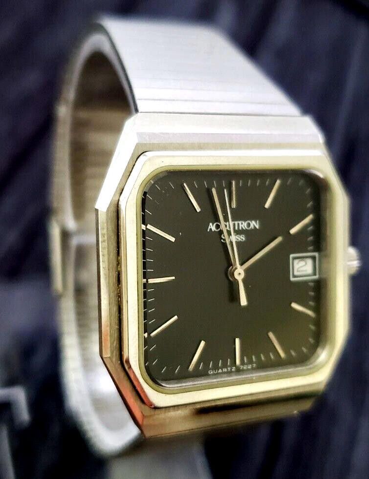 Designer RARE Men’s Vintage Accutron Swiss Watch Black Enamel Dial ...