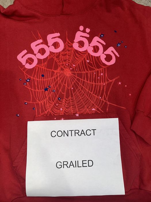 Spider Worldwide SP5DER WORLDWIDE RED 555 HOODIE | Grailed