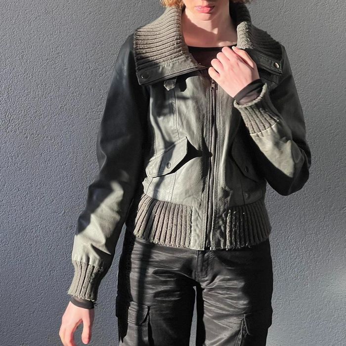 Vintage Y2k Gray Leather Jacket | Grailed
