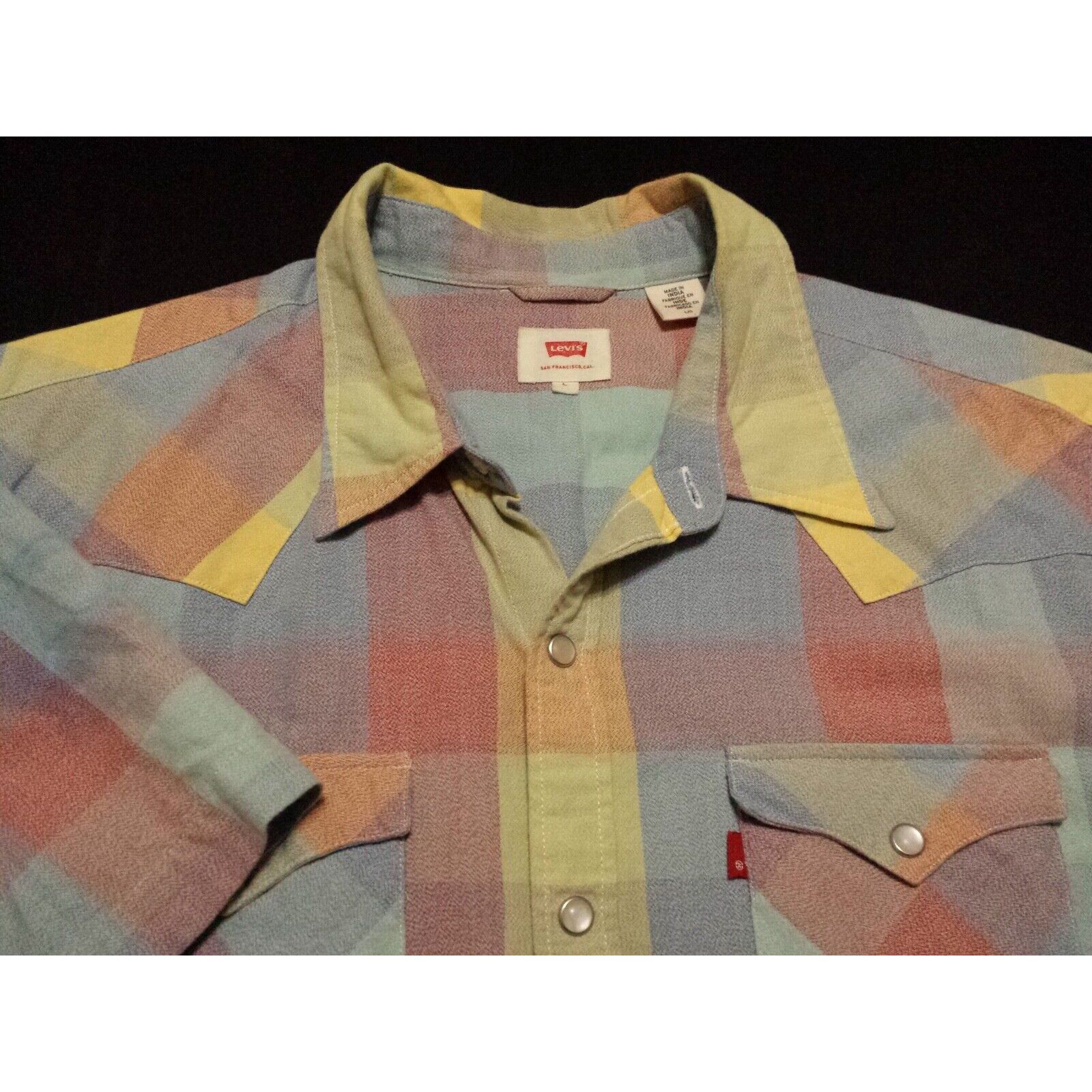 Levi's Levi's Mens Large Western Shirt Short Sleeve Pearl Snap ...