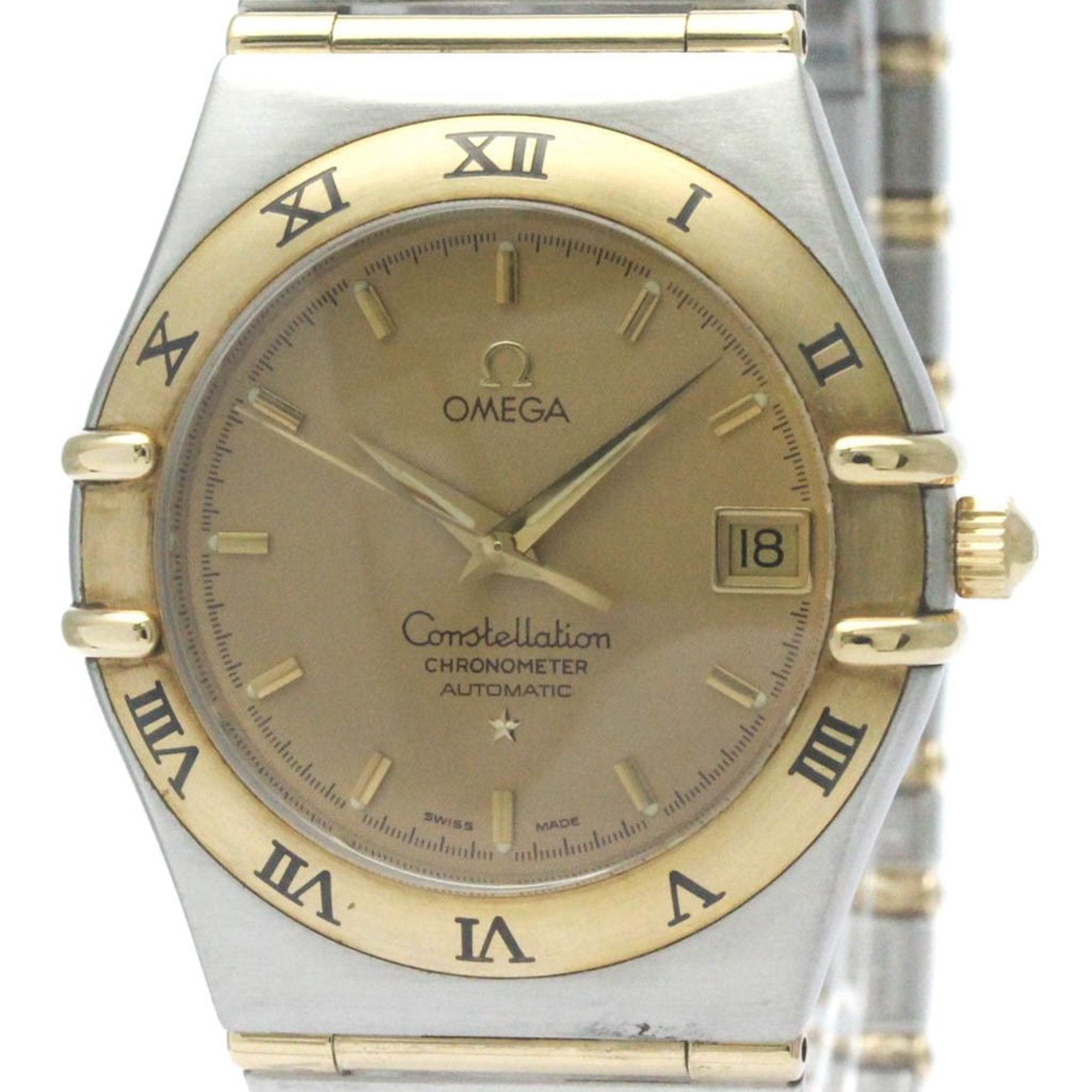 Omega OMEGAPolished Constellation 18K Gold Steel Automatic Watch 1202. ...