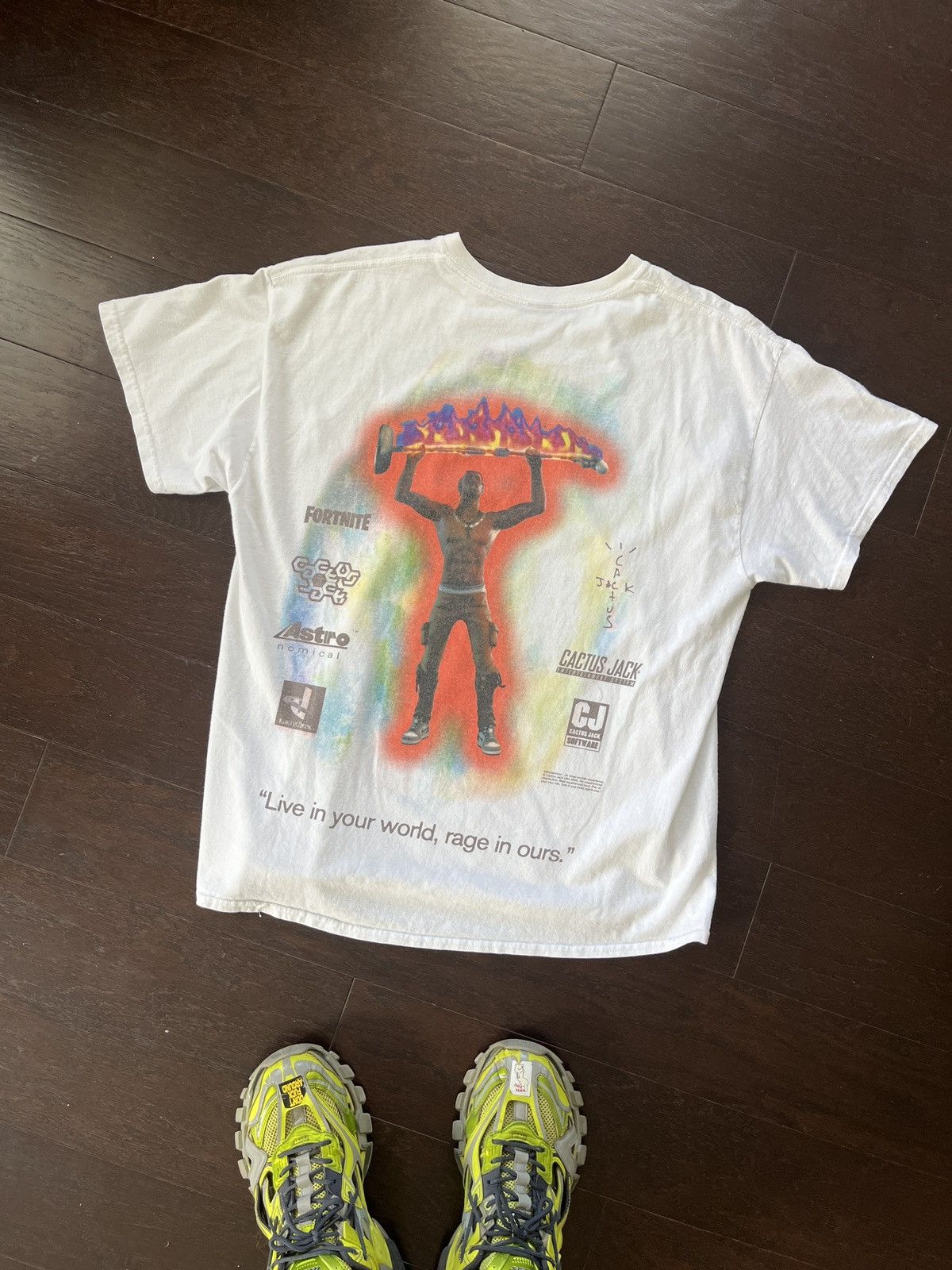 Travis Scott Travis Scott Fortnite Washed White Rage Emote T-Shirt ...