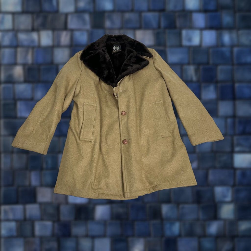 Vintage Aberdeen Jacket Mens 42 Beige Wool Coat Mid Length Dress Lined ...