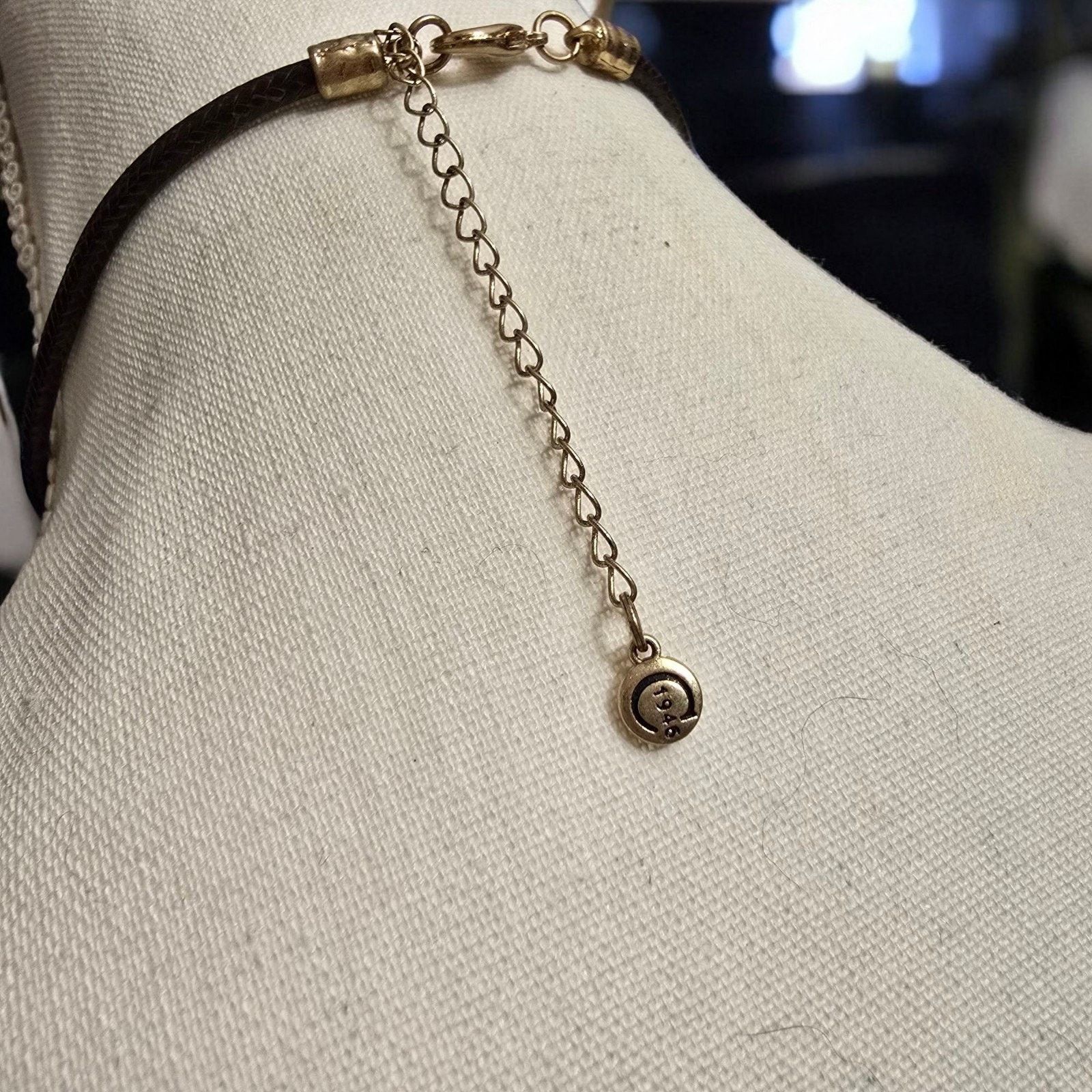 Humor Chunky Twisted Links Necklace Signed 1945 Brown Cord | Grailed