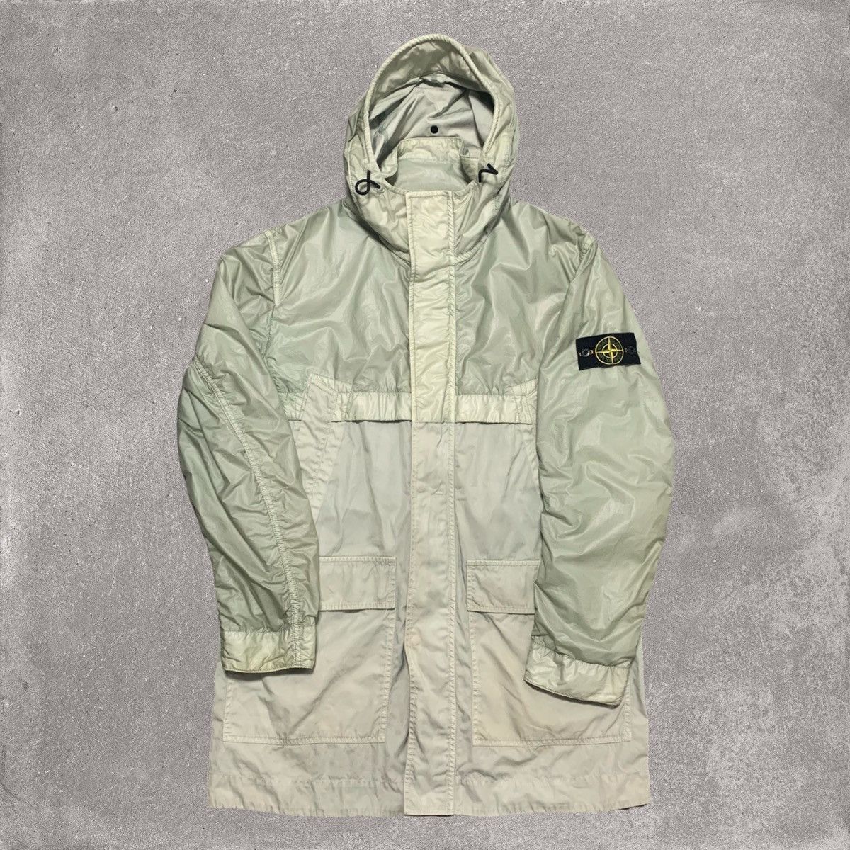 Stone Island Stone Island Large Green Parka Jacket Hood Bativa Glass ...