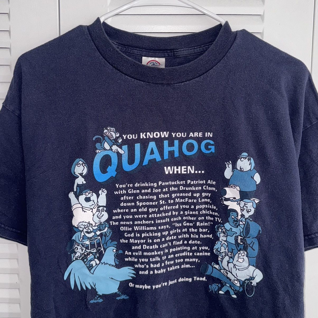 Vintage Crazy Vintage Y2K Family Guy Quahog Cartoon Faded Blue Tee ...